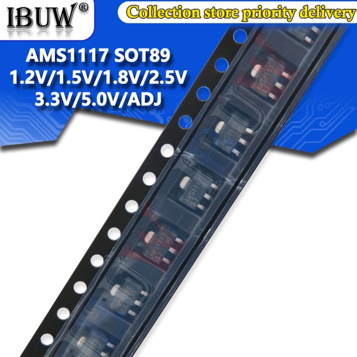 20ชิ้นชุด AMS1117 AMS1117-ADJ SOT89 AMS1117-1.2 AMS1117-5.0 AMS1117-2.5 AMS1117-3.3 AMS1117-1.5 ...