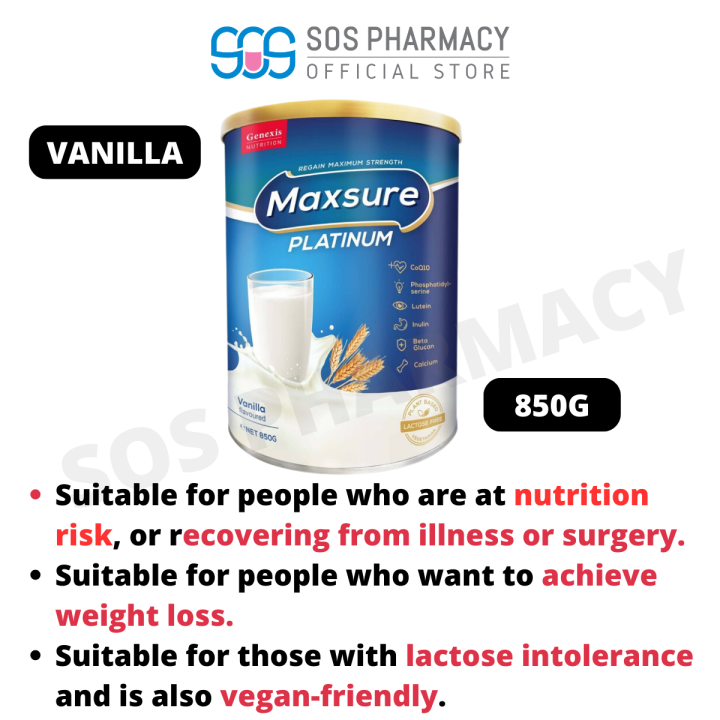 Maxsure Platinum Vanilla Flavour (850g) PHARMACY STOCK 100% ORIGINAL ...