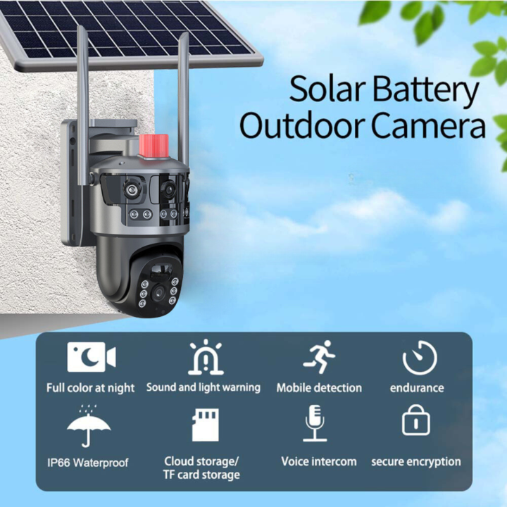 Triple View Dual Lens 4G Sim Solar UHD Night Vision IP66 Waterproof ...