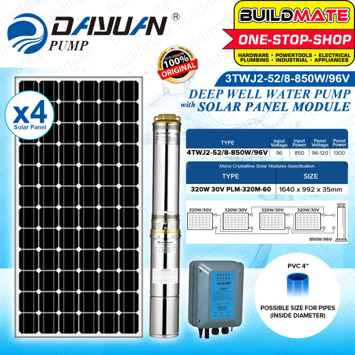 Dayuan SOLAR SET Deep Well Water Pump Solar 3TWJ2-52/8-850W/96V with 4 ...