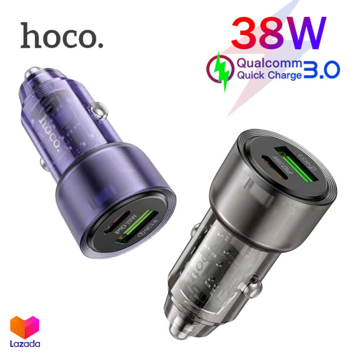 Hoco Z52 ที่ชาร์จในรถ 38W (TYPE-C x1 + USB X1) ฟาสชาร์จ PD20W + QC3.0 ...