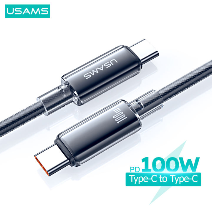 USAMS 100W Type C to Type C Charging Cable Aluminum Alloy USB C Fast ...
