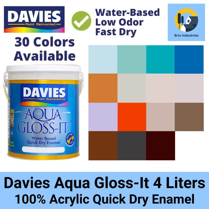 Davies Aqua Gloss It Odorless Water Based Paint 4 Liters (Gallon ... Davies Aqua Gloss It Odorless Water Based Paint 4 Liters (Gallon ...