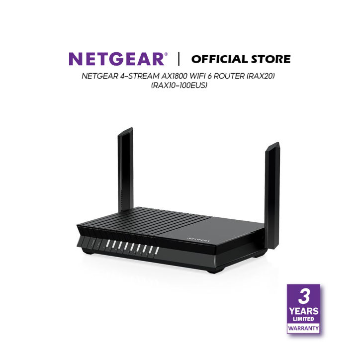 NETGEAR 4-Stream AX1800 WiFi 6 Router (RAX20)-(RAX10-100EUS) | Lazada