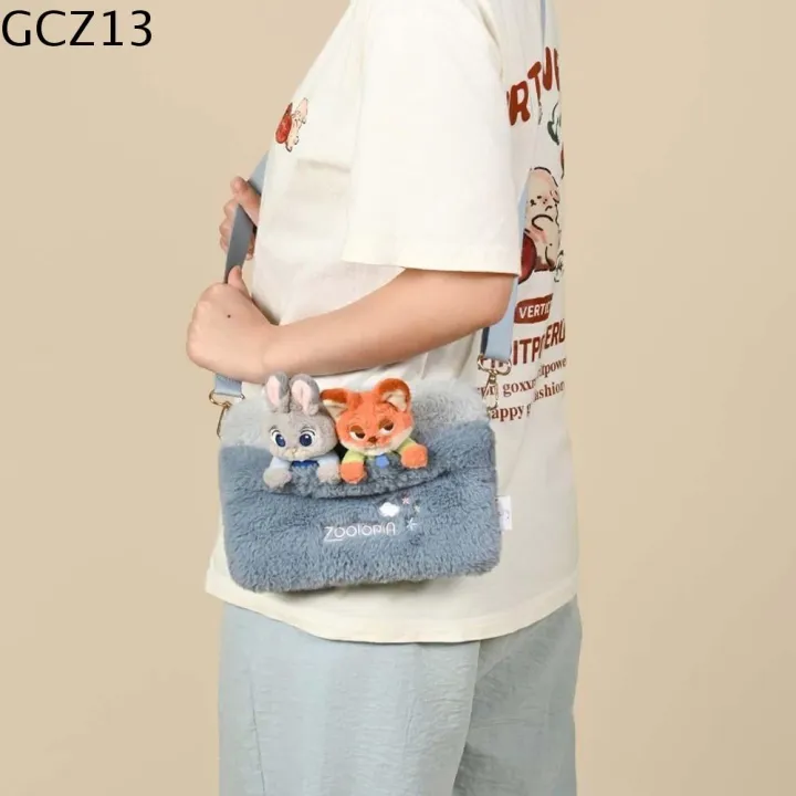 GCZ13 น่ารัก กระเป๋าผ้าพลัชกระต่ายจูดี้ สายรัดปรับได้ นุ่มนวล กระเป๋า ...