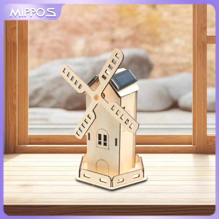 Mippos DIY Wooden Science Experiment Model Kits Solar Power Windmill ...