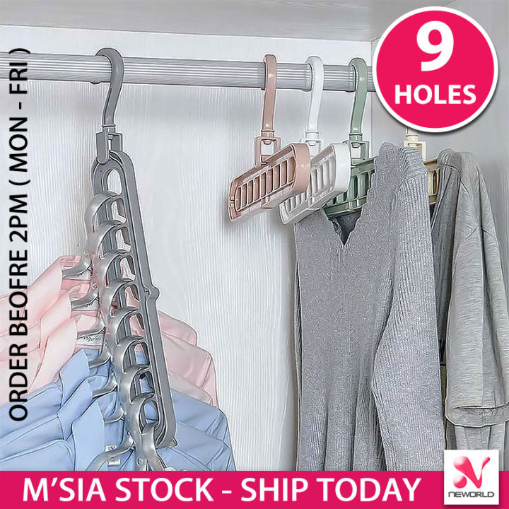 Multifunction 9 Holes 360° Rotatable Clothes Magic Hanger Wardrobe ...