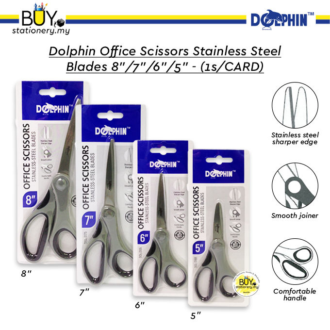 Dolphin Scissors Stainless Steel Blade Comfort Grip 8” 7” 6” 5” - (1s ...