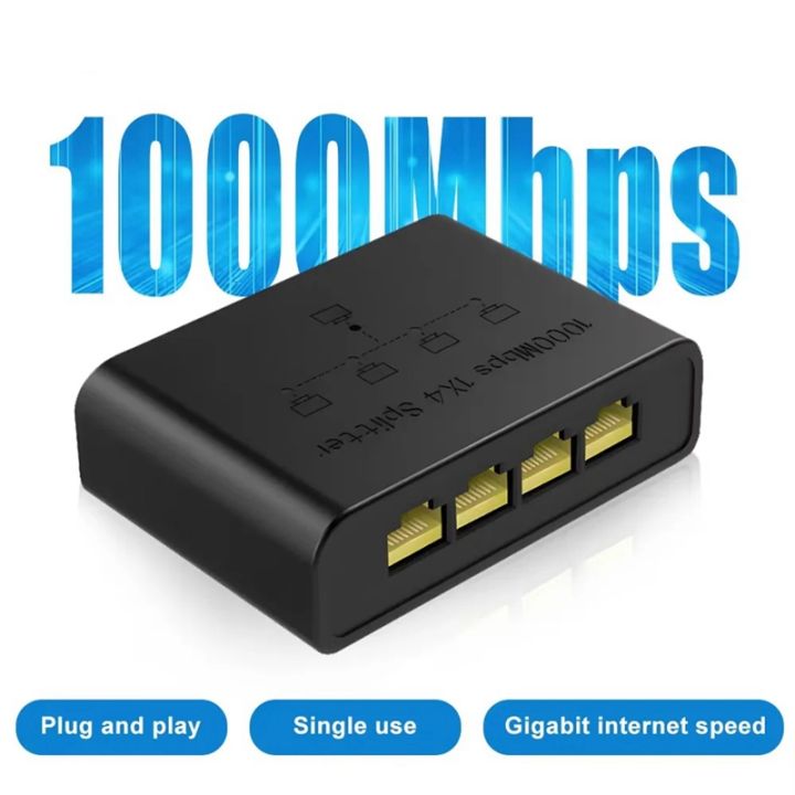 RJ45 Network Switch Hub 1 in 4 Out Converter 1000Mbps Gigabit Ethernet ...