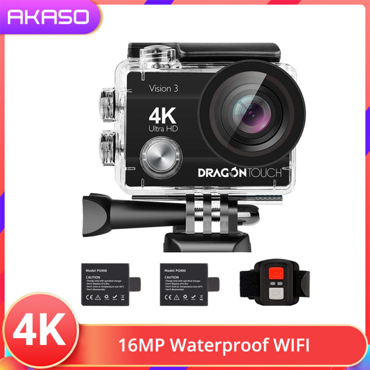 Dragon Touch 4K Action Camera 16MP Vision 3 Underwater Waterproof ...