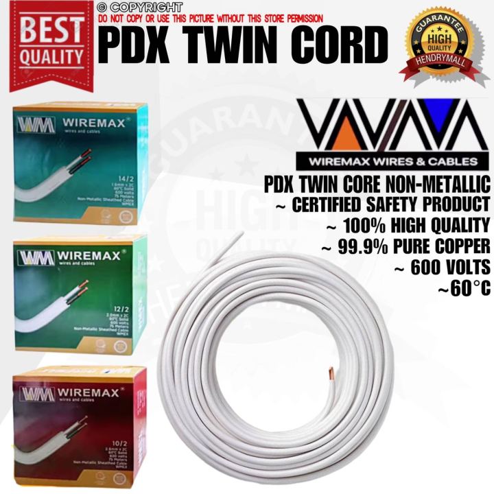 WIREMAX PDX (NM) WIRE TWIN CORE NON-METALLIC SHEATHED CABLE PURE COPPER ...