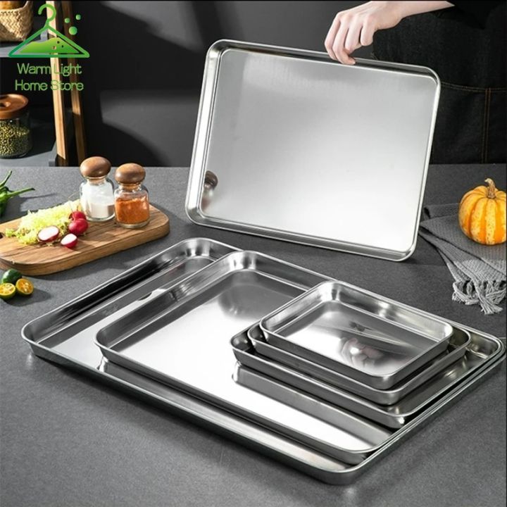 Stainless Steel Serving Trays Nonstick Pan Rectangular Cake Fruit ...
