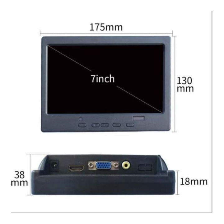 LCD 7 inch 1024x600 hdmi vga av untuk raspberry pi dll | Lazada Indonesia