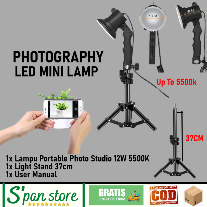 Lampu Lighting Portable Foto Studio Mini 5500K Light Stand 37cm ...