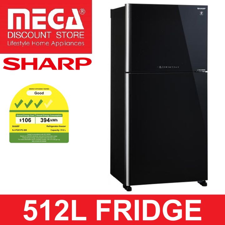 SHARP SJ-PG51P2 512L 2-DOOR GLASS DOOR FRIDGE (3 TICKS) (SJ-PG51P2-BK | SJ-PG51P2-DS) | Lazada ...