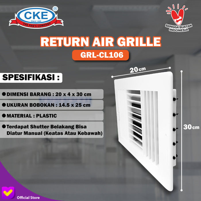 RAG RETURN AIR GRILL AC DUCTING 15 X 25 CM GRILL VENTILASI AC UK DALAM ...