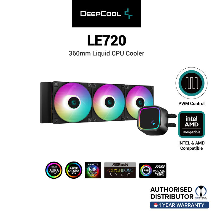DEEPCOOL LE720 AIO 3 x ARGB Fan 250W TDP (LGA1700/AM5 READY), Black ...