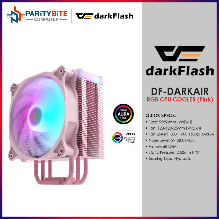 darkFlash DARKAIR A-RGB PINK 5V3pin Four heatpipes design CPU Tower ...