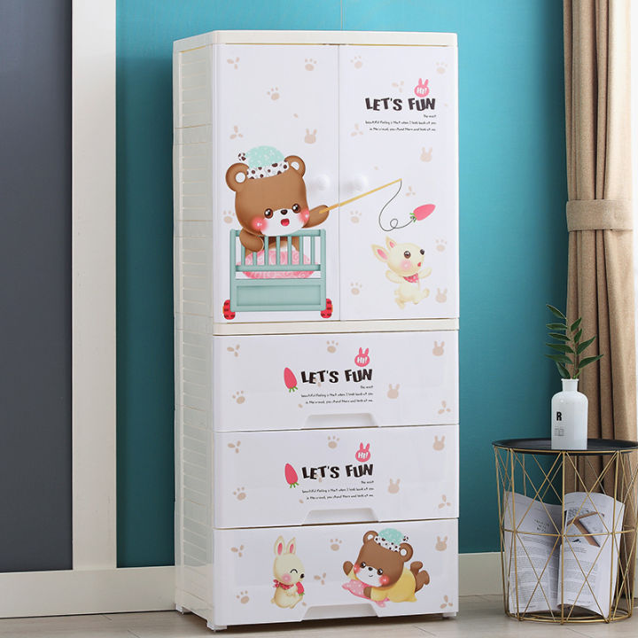 57cm Wardrobe with Drawer Cartoon Cabinet Bear Theme Cartoon Design ...