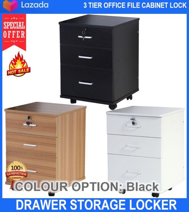 3 tier office file cabinet lock drawer file storage locker | Lazada