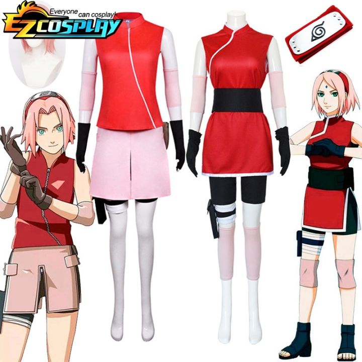 * Haruno Sakura Cosplay Costume Wig Women Girls Skirt Outfit Ninja ...
