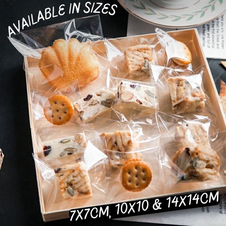100pcs Transparent Pastry Bag Simple Plain Clear Frosted Food Packaging ...