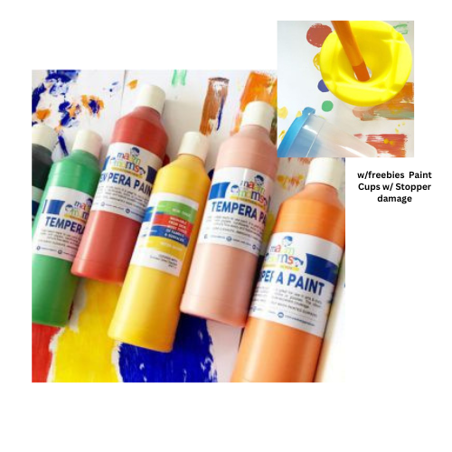 5 Color Set Tempera Paints with Free Paint Cups and Stopper Damage ...