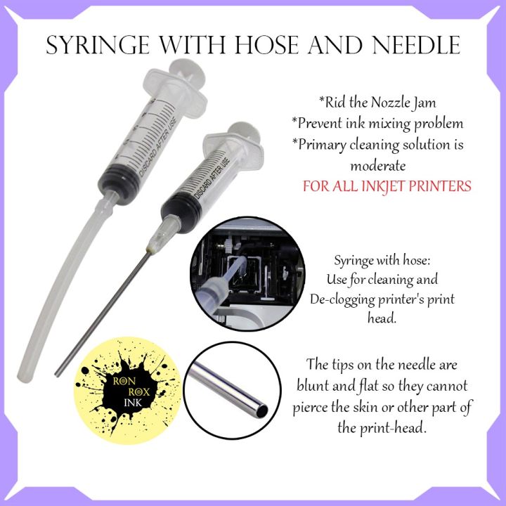 2 set Injector Syringe with needle hose inksyringe for refill ink ...