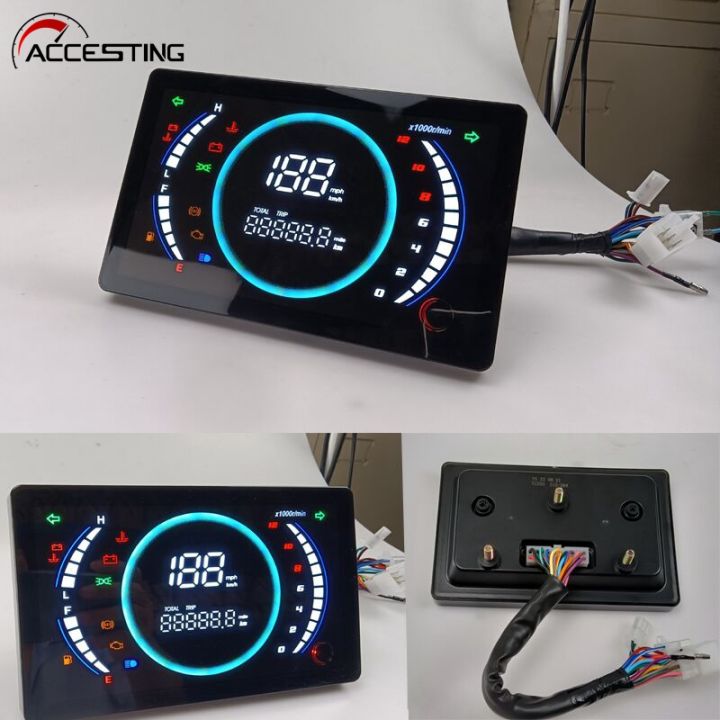 7 Colors Digital Speedometer Motorcycle Tachometer With RPM Water ...