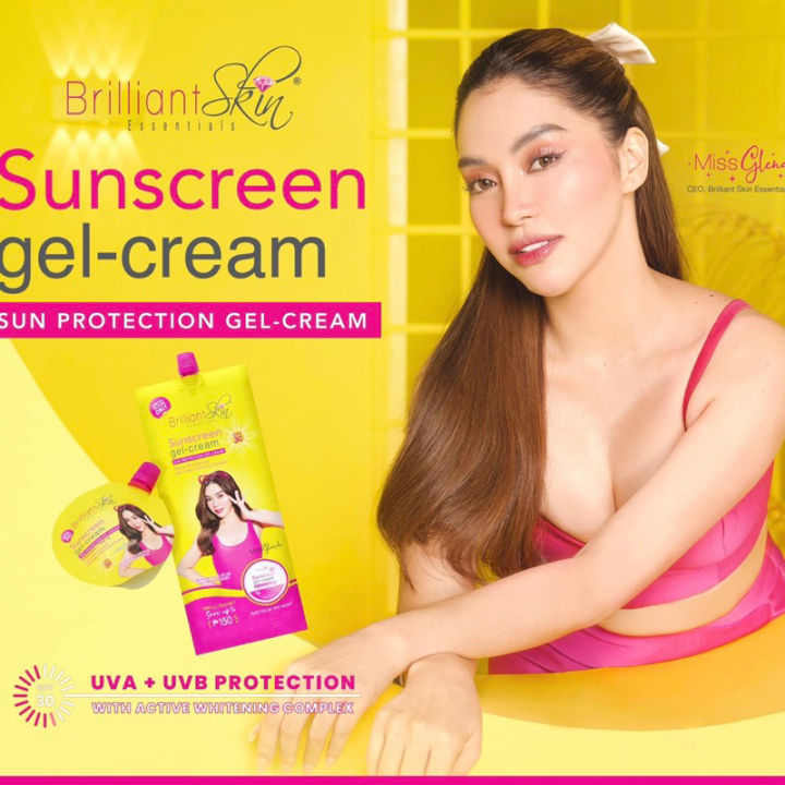 {3pcs}AUTHENTI BRILLIANT SUNSCREEN SUNBLOCK CREAM GEL CLASSIC, LIGHT PINK, PERFECT FORMULA 50G ...