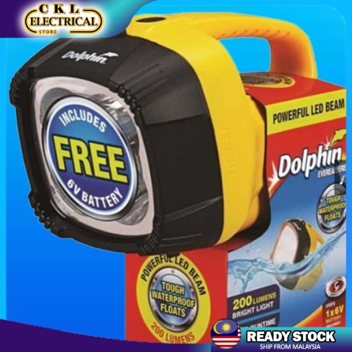 100% ORIGINAL Eveready Dolphin torch light 6V 200 LUMENS Waterproof ...