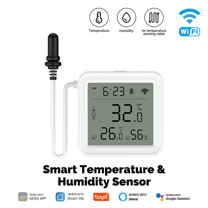 【No-Questions-Asked Refund】 WiFi Temperature Humidity Sensor with External Probe Thermometer ...