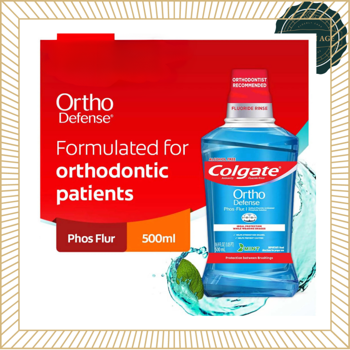 Colgate Phos-Flur Ortho Defense Cool Mint Professional Mouthwash 500ml ...