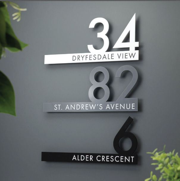 Contemporary Cut Out Modern House Number Sign Printed Address Signage ...