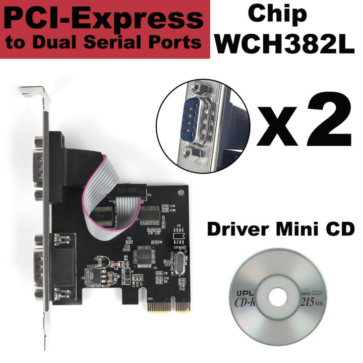 PCIe Serial Card PCI-Express to Dual Serial Ports RS232 Interface ...