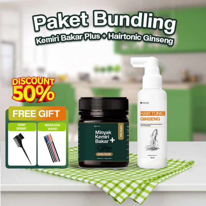 Paket Bundling Minyak Kemiri Bakar PLUS & Hairtonic Ginseng 100ml ...