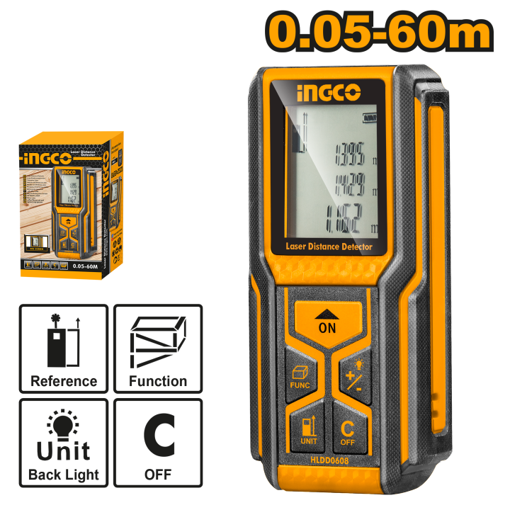 Ingco Digital Laser Distance Detector Measurer Meter Range Finder ...