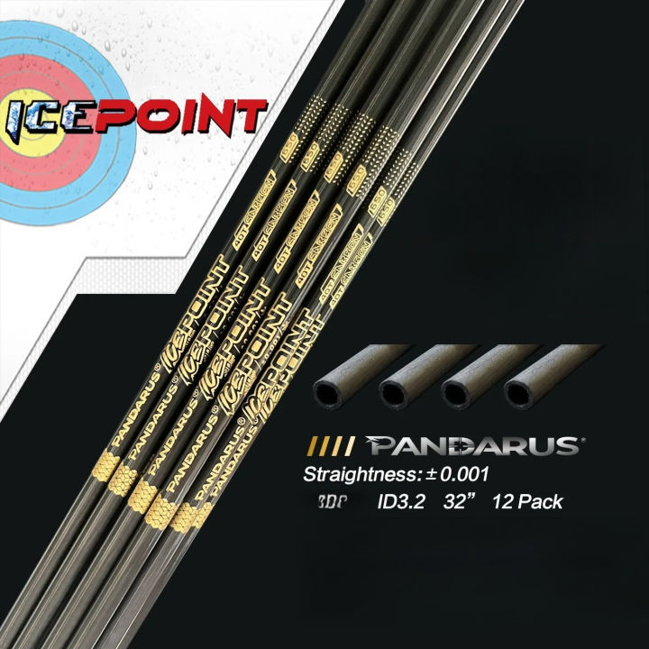 12Pcs Pandarus Icepoint ID3.2mm Gold Logo 40-Ton Carbon Arrow Shaft ...