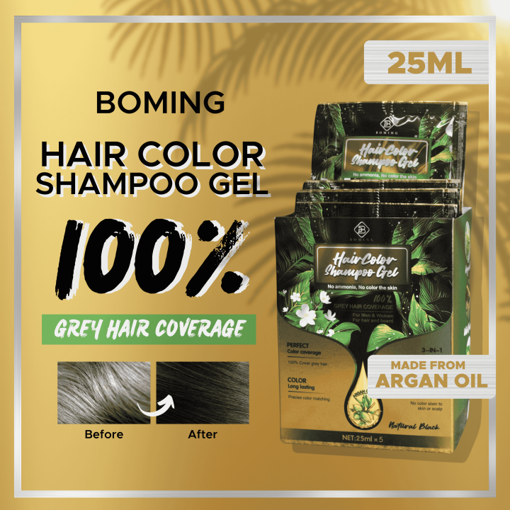 [ BOMING ] Hair Color Shampoo Gel Sachet Box - Grey to Black Hair ...