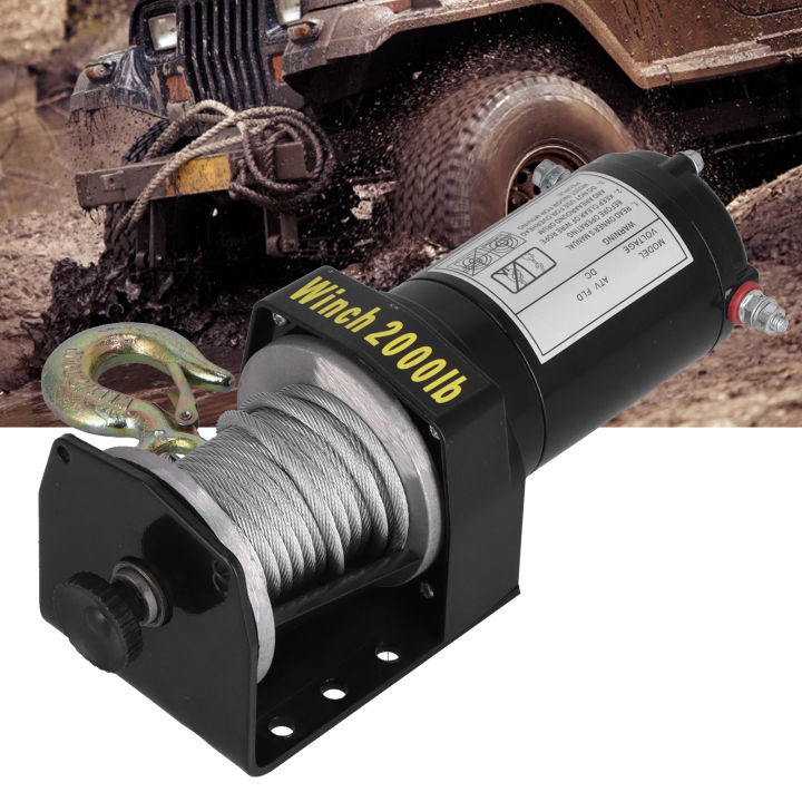 Electric Winch 0.7KW 1.0HP Motor 12V Vehicle Winches Rainproof for ...