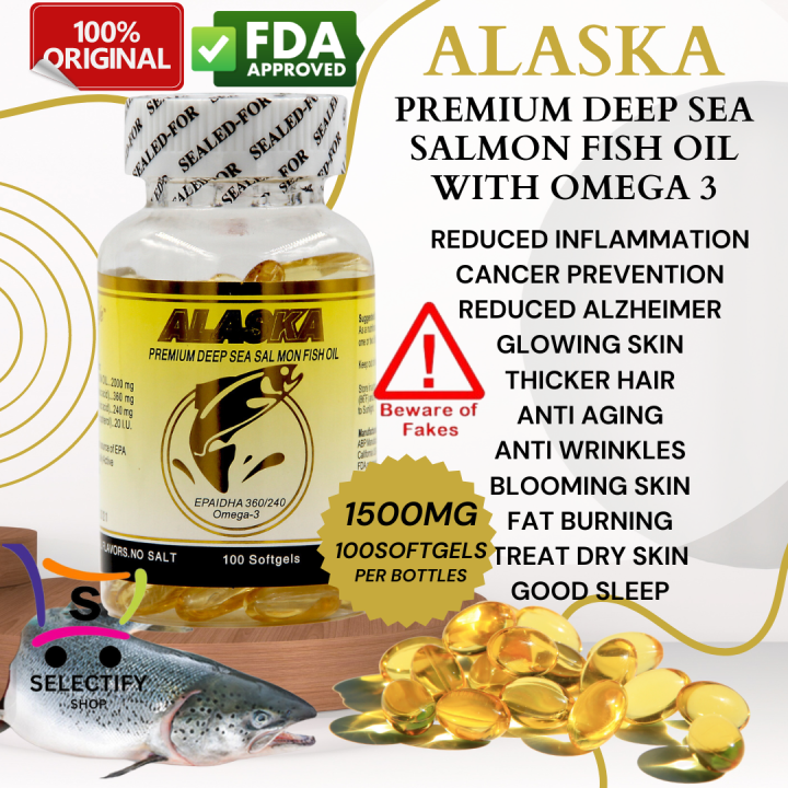 ORIGINAL Alaska Premium Deep Sea Salmon Fish Oil with Omega-3 Alaska ...