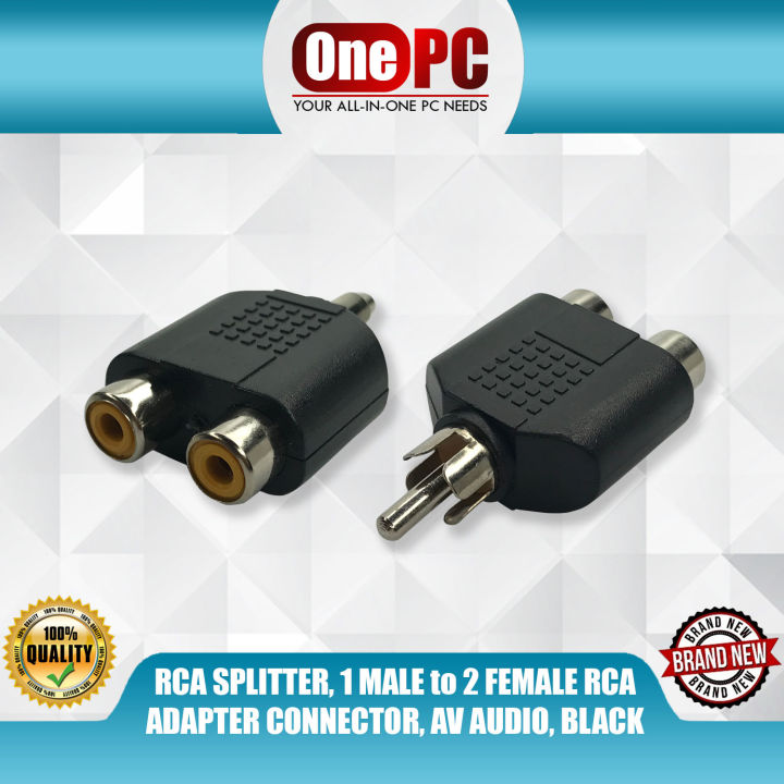 Rca Splitter 1 Male To 2 Female Rca Adapter Connector Av Audio Black