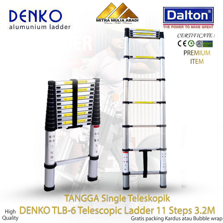 TANGGA Single Teleskopik DENKO TLB-6 Telescopic Ladder 11 Steps 3.2M ...