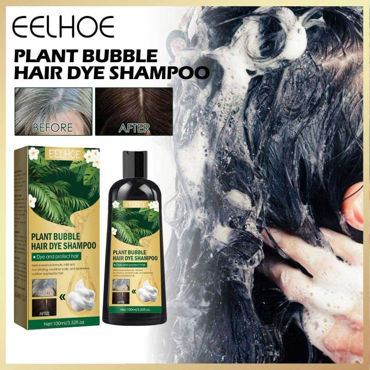Eelhoe Plant Bubble Dye Shampoo Black Hair Dye Easy To Color Hair Care ...