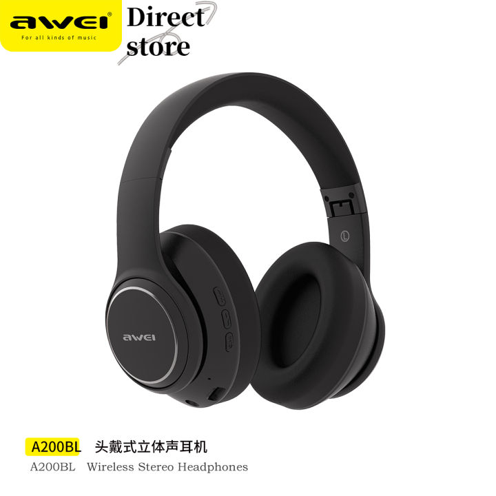 Awei A200BL Wireless Headphones Simple Design Bluetooth 5.3 Game ...