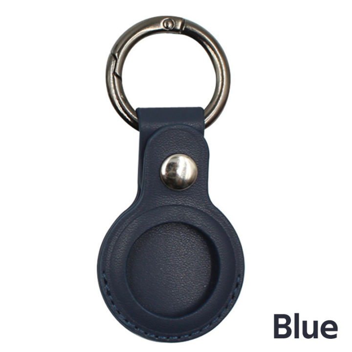 Leather Apple Airtag Case Anti-Lost Stainless Steel With Keychain ...