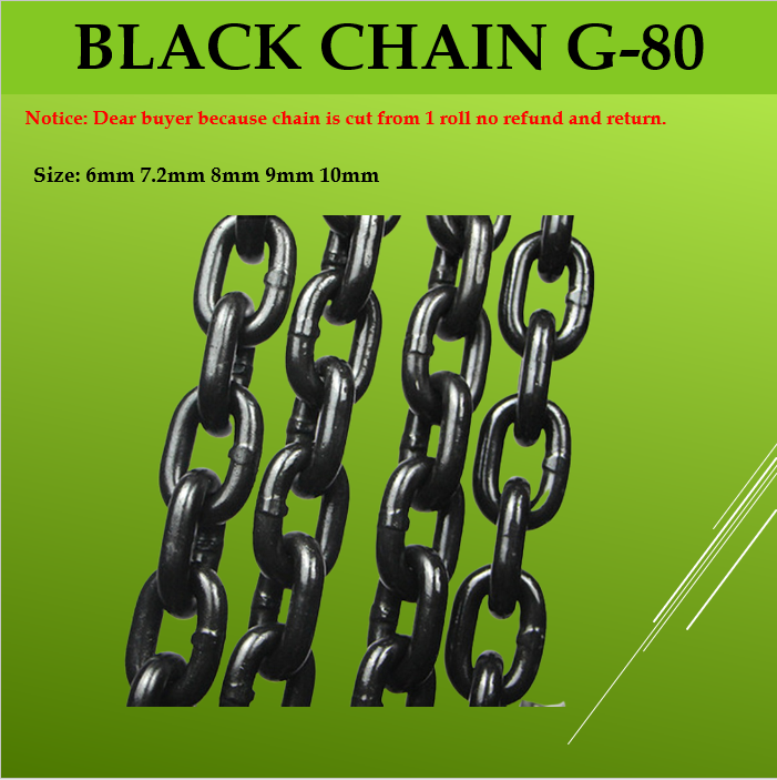 G80 Black Chain 1m 3.3 feet 2mm-10mm High Strength Chain G80 for ...