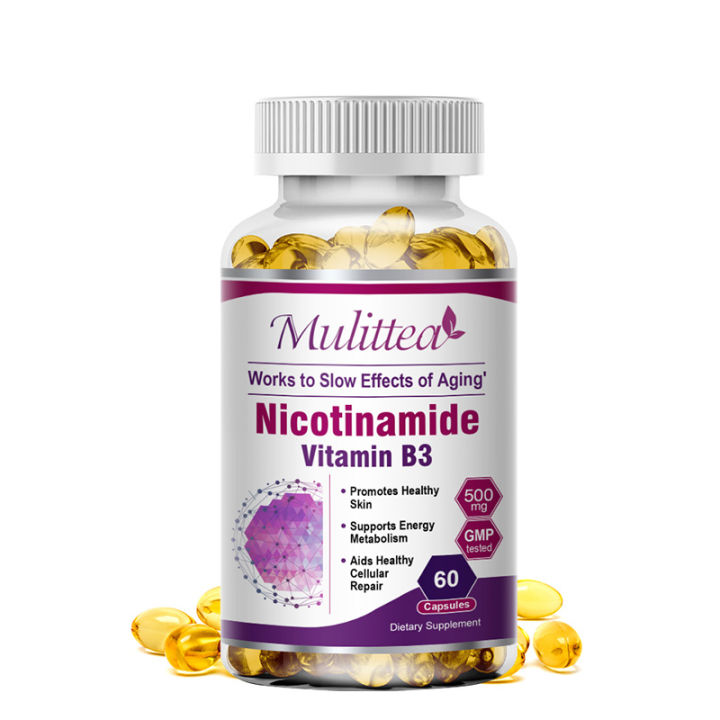 MULITTEA Nicotinamide 500mg Vitamin B3 capsules for Anti-aging Skin ...