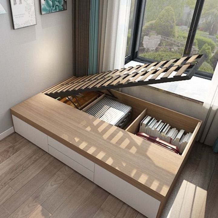 Tatami bed, single bed without head, storage, high , row frame bed ...