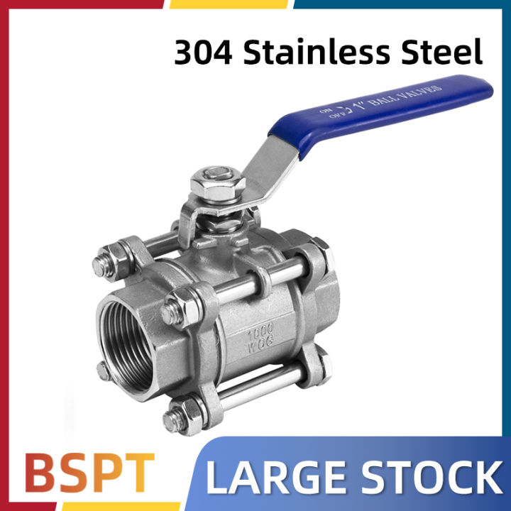 BSPT 304 Stainless Steel Welded Ball Valve 3PC Internal Threaded Female Threaded Ball Valve Butt ...